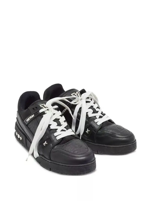 LOUIS VUITTON Leather Trainer Sneakers With Debossed Monogram Motif