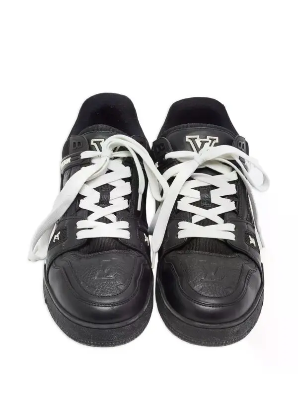 LOUIS VUITTON Leather Trainer Sneakers With Debossed Monogram Motif