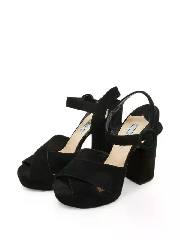 Prada Platform Ankle-strap Sandals - Black