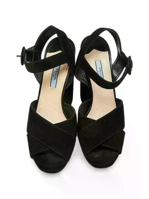 Prada Platform Ankle-strap Sandals - Black