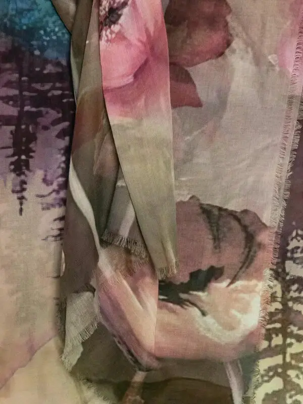 D'ANIELLO Floral-print Frayed-edge Scarf
