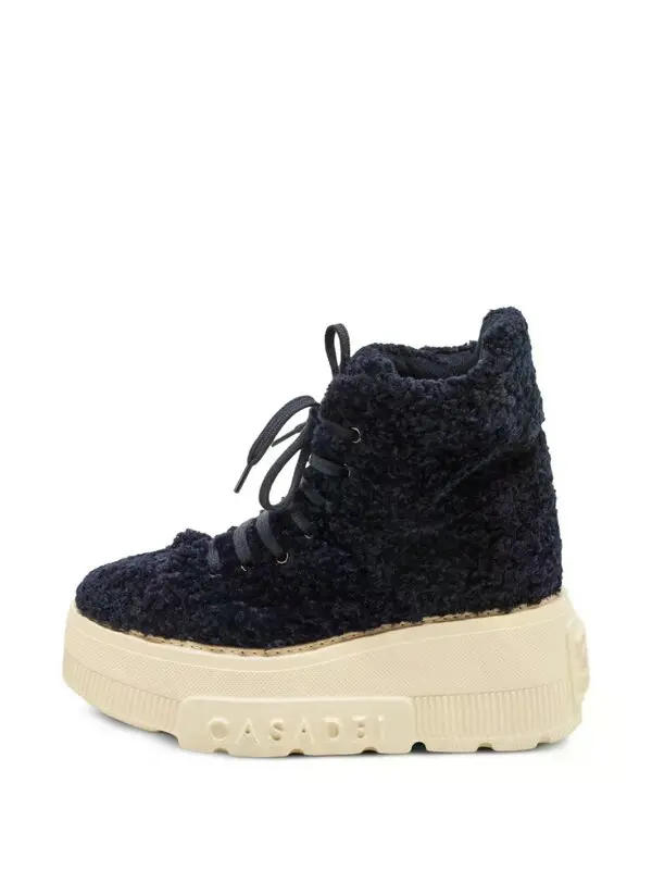 Casadei Shearling Platform Lace-up Boots