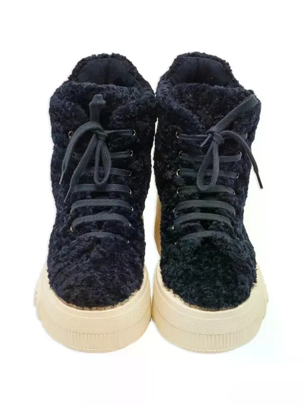 Casadei Shearling Platform Lace-up Boots