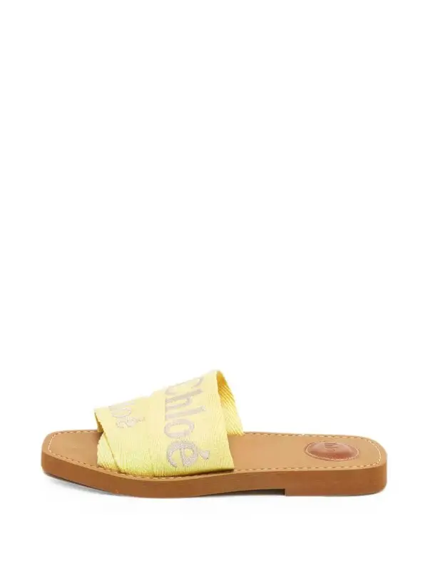 Chloé Woody Logo-print Slides - Yellow