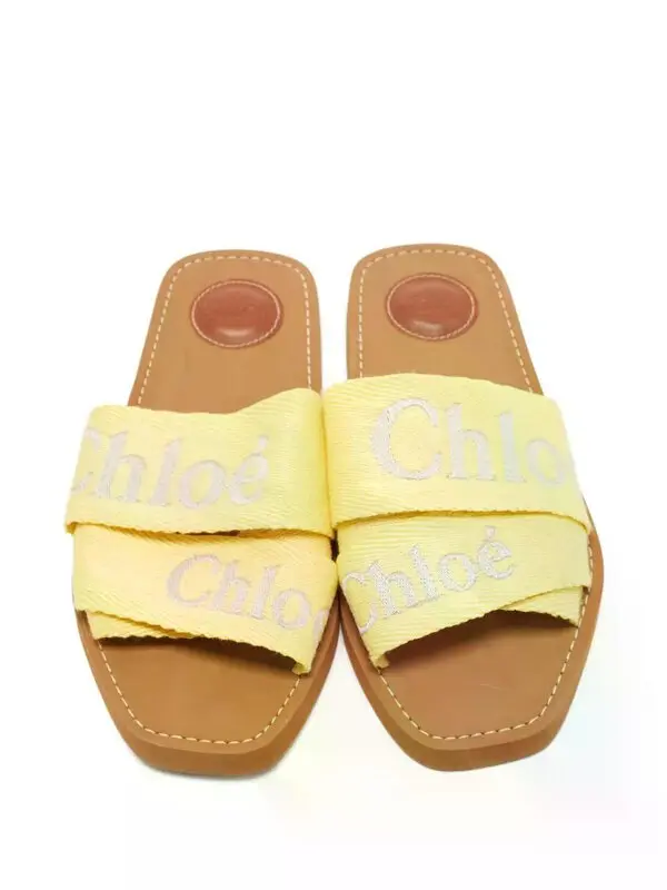 Chloé Woody Logo Slides - Yellow