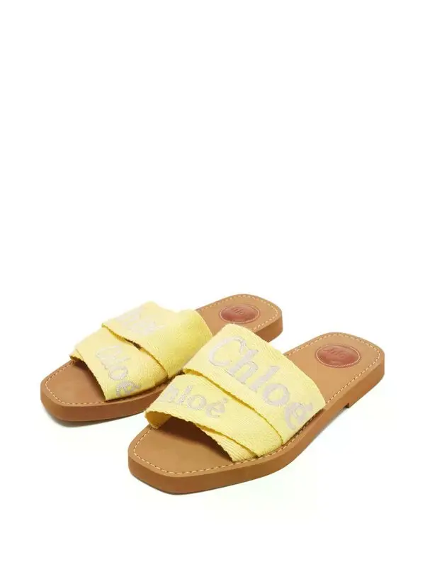 Chloé Woody Logo Slides - Yellow