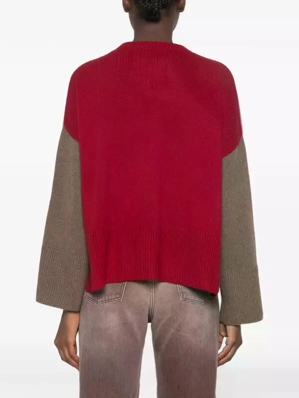 BEYOU Colour-block Ribbed-trim Sweater