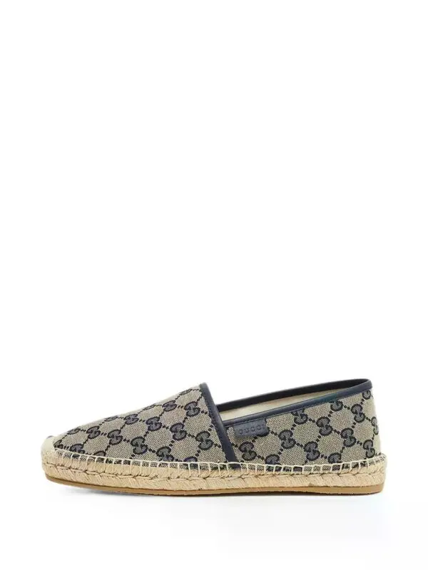 Gucci Gg Monogram Canvas Leather Trim Espadrilles