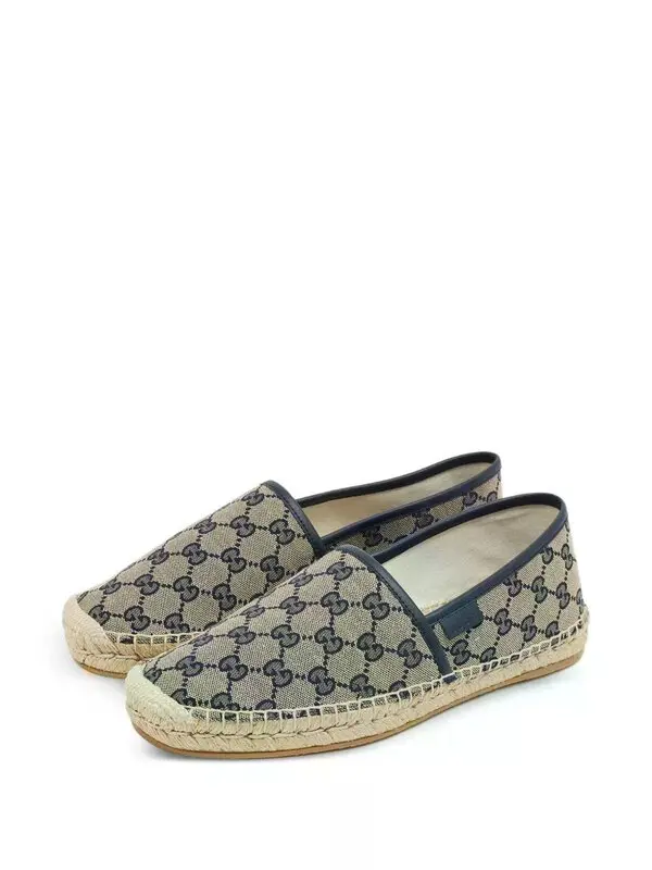 Gucci Gg Monogram Canvas Leather Trim Espadrilles