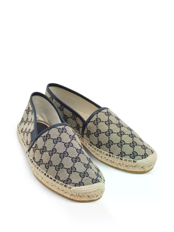Gucci Gg Monogram Canvas Leather Trim Espadrilles