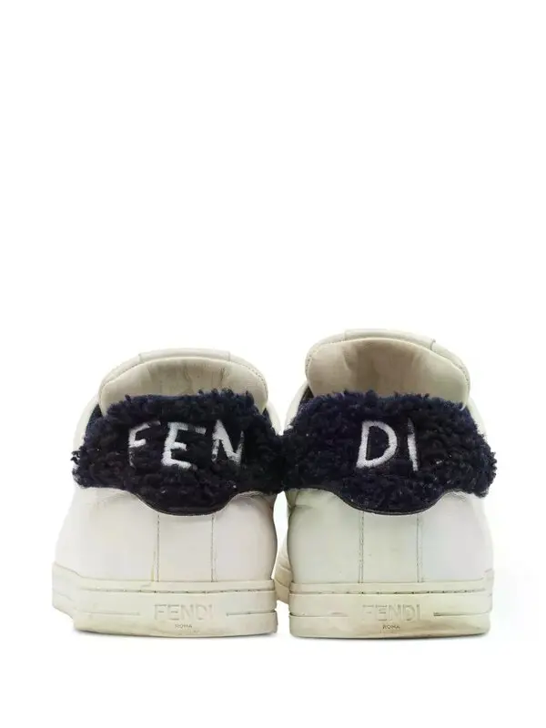 Fendi Shearling-trim Low-top Leather Sneakers