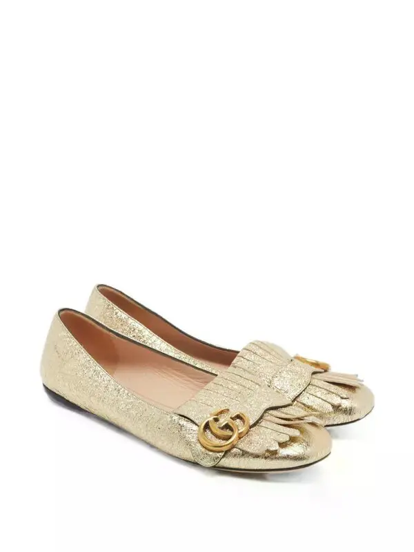 Gucci Marmont Metallic Fringe Ballet Flats