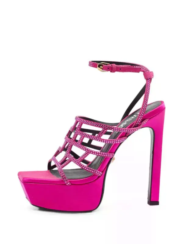 Versace Greca Maze Crystal-embellished Sandals - Pink