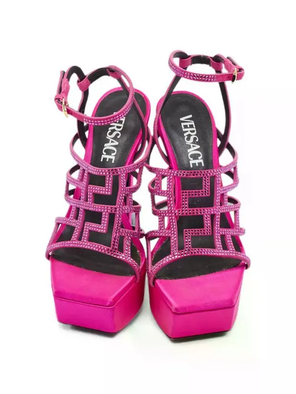 Versace Greca Maze Crystal-embellished Sandals