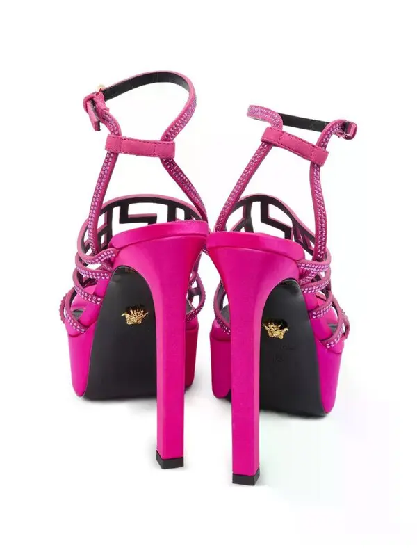 Versace Greca Maze Crystal-embellished Ankle Strap Platform Sandals
