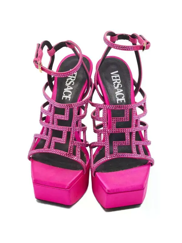 Versace Greca Maze Crystal-embellished Ankle Strap Platform Sandals