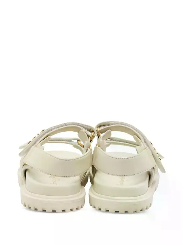 Dior Cream Leather Touch-strap Sandals With Gold-tone Logo - Neutrals