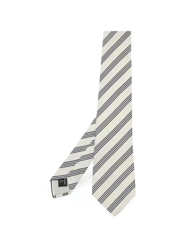 Giorgio Armani Striped Silk Neck Tie - Neutrals