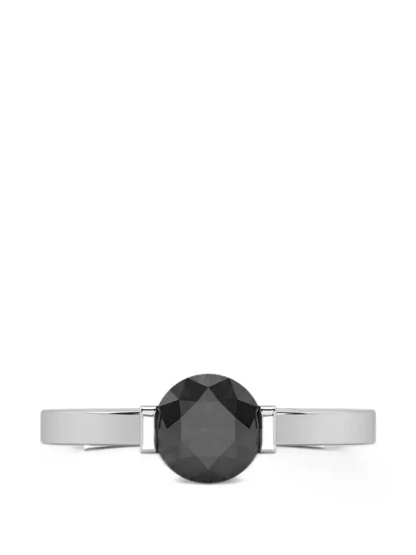 SOLO FOR DIAMONDS Round-cut Black Diamond Ring In 14k White Gold - Silver