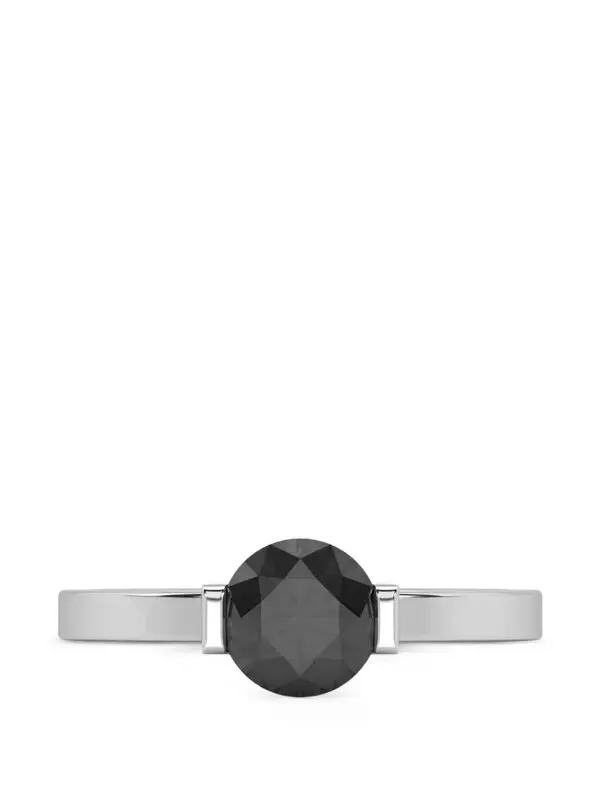 SOLO FOR DIAMONDS Round-cut Black Diamond Ring In 14k White Gold - Silver