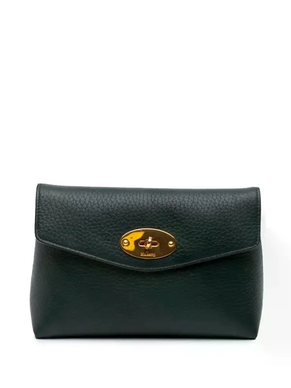 Mulberry Grained Calfskin Cosmetic Pouch - Green
