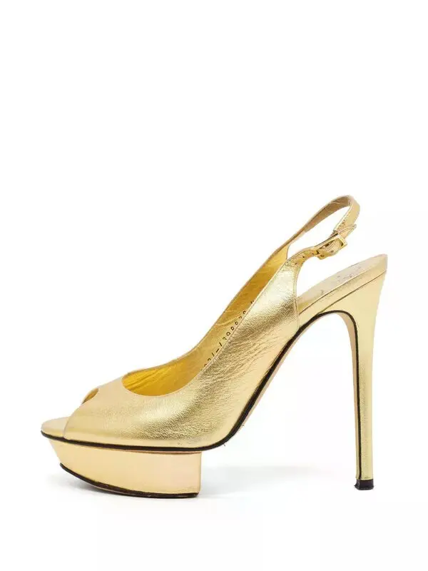 GINA Peep-toe Slingback Pumps With Platform And Stiletto Heel - Gold