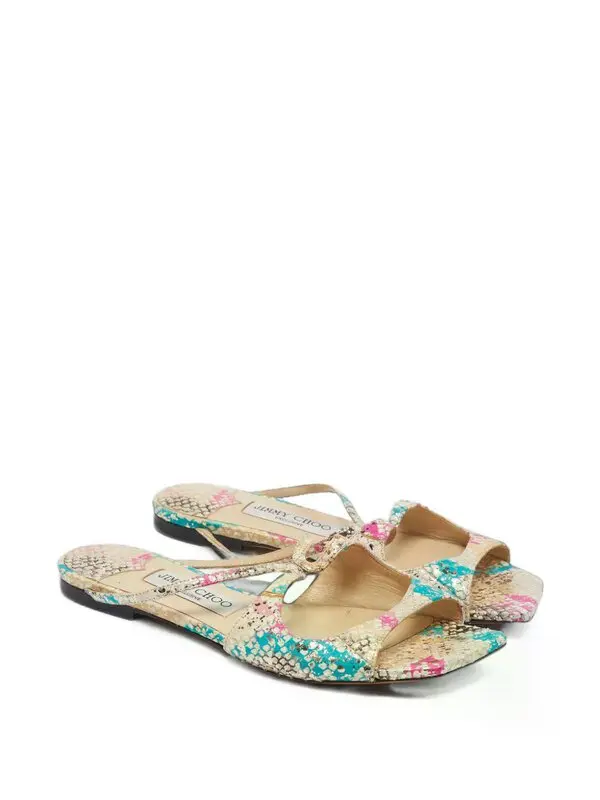 JIMMY CHOO Python-embossed Sandals - Neutrals
