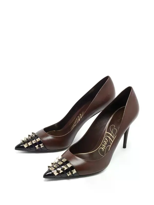 Valentino Garavani Studded Pointed Toe Pumps - Brown