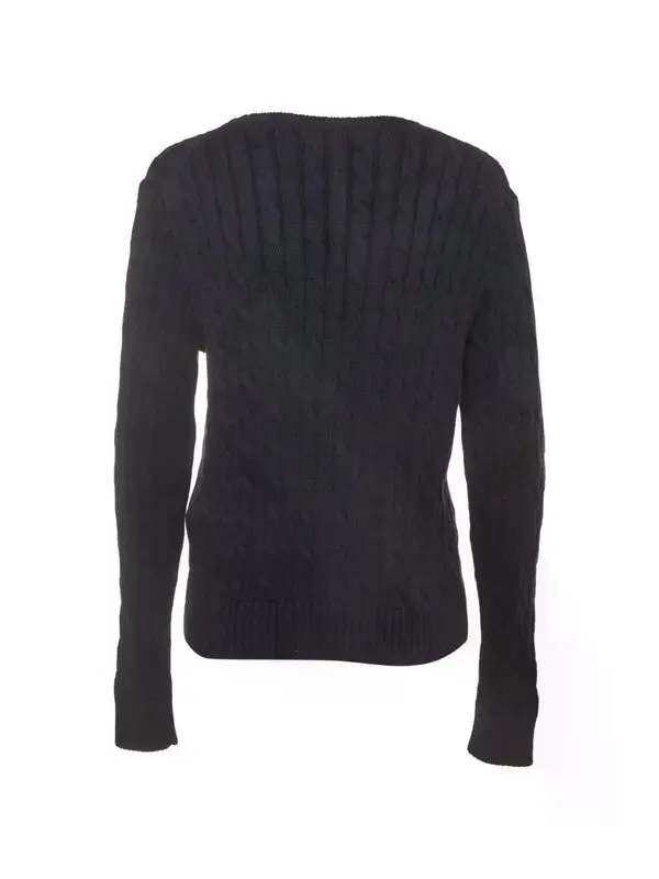 Polo Ralph Lauren Navy Cotton Cable Knit Logo-embroidered Crew Neck Sweater - Blue