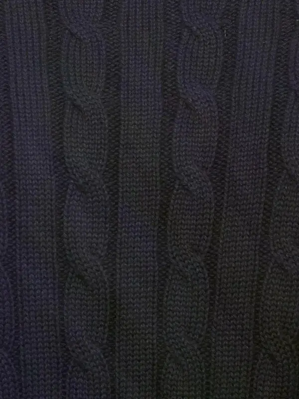 Polo Ralph Lauren Navy Cotton Cable Knit Logo-embroidered Crew Neck Sweater