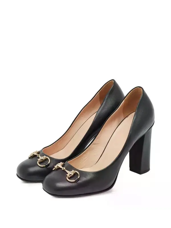 Gucci Leather Horsebit Block-heel Pumps