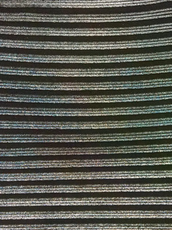 Balmain Rib Knit Horizontal Stripe Metallic Midi Skirt