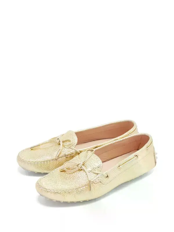 TOD'S Metallic Effect Gommino Leather Loafers