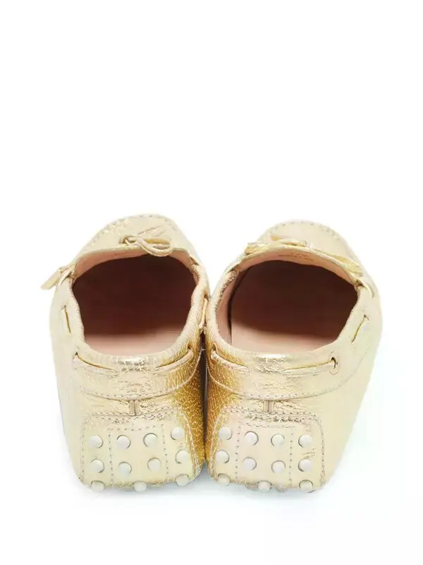 TOD'S Metallic Effect Gommino Leather Loafers