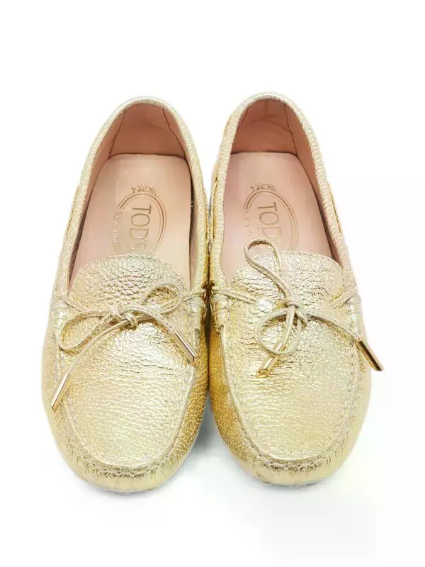 TOD'S Metallic Effect Gommino Leather Loafers