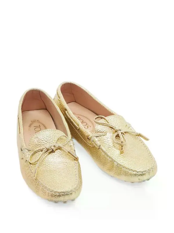 TOD'S Metallic Effect Gommino Leather Loafers