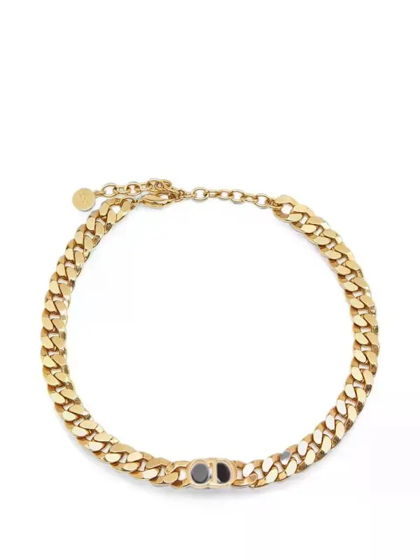 Dior Tone Curb-link Choker Necklace With Cd Logo