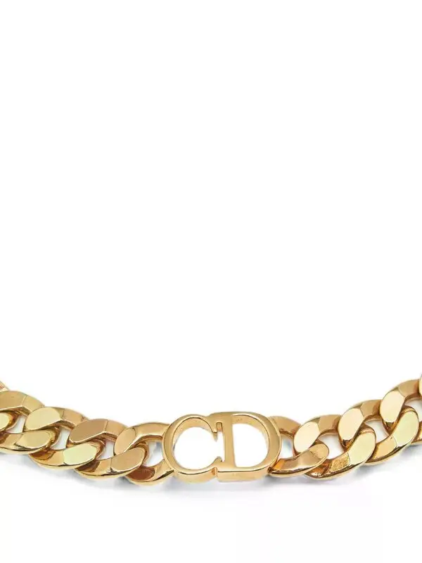 Dior Tone Curb-link Choker Necklace With Cd Logo
