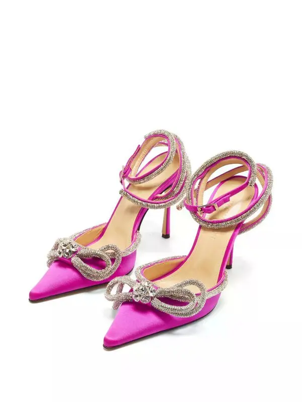 Mach & Mach Double Bow Crystal-embellished Heeled Pumps