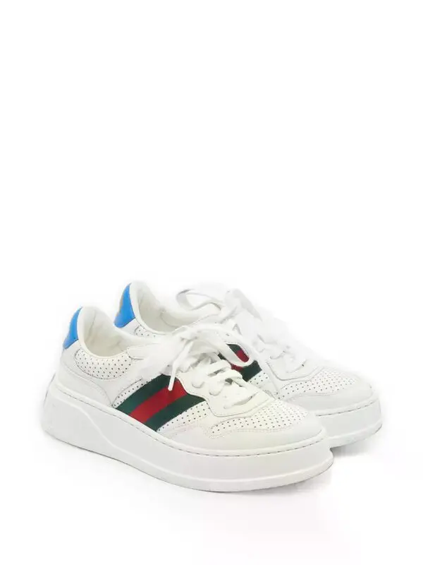 Gucci Chunky B Perforated Sneakers With Web Stripe Detail