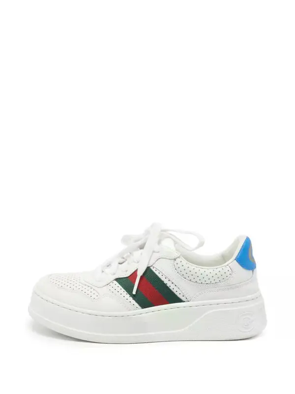 Gucci Chunky B Perforated Sneakers With Web Stripe Detail