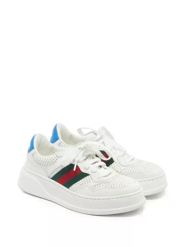 Gucci Chunky B Perforated Sneakers With Web Stripe Detail