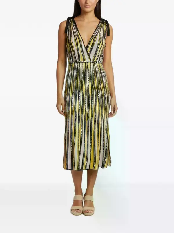 Missoni Sleeveless V-neck Midi Dress With Tie-fastening Straps