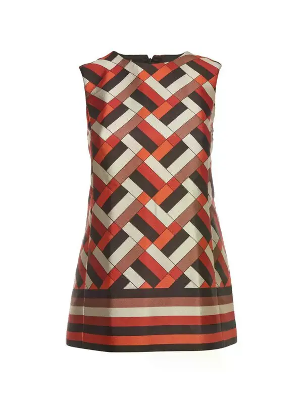 Carolina Herrera Geometric-print Mini Dress - Brown