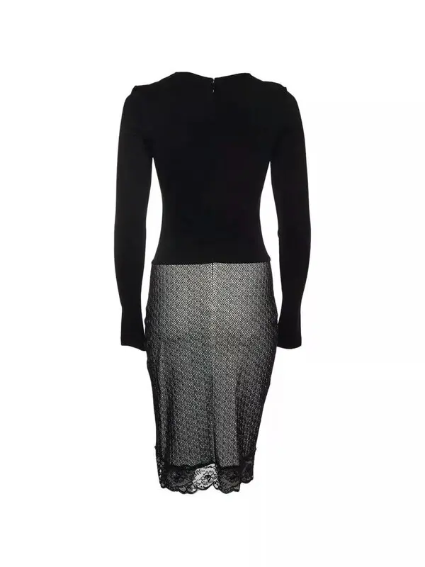 Emporio Armani Herringbone Lace-trim Midi Dress