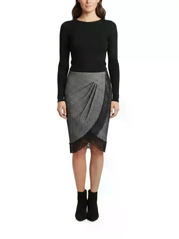 Emporio Armani Herringbone Lace-trim Midi Dress