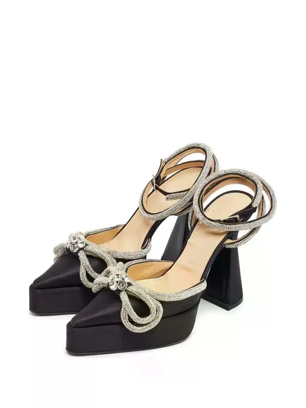 Mach & Mach Crystal Embellished Double Bow Platform Pumps