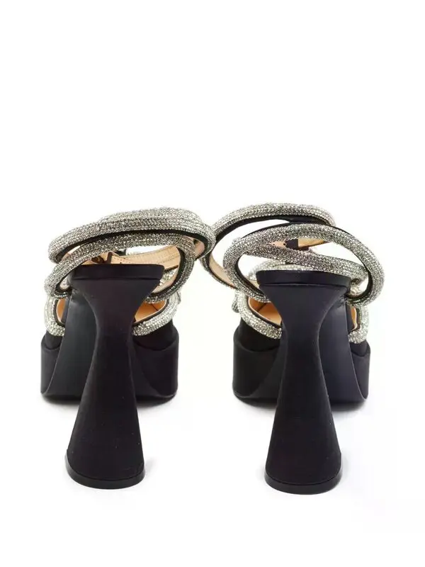 Mach & Mach Crystal Embellished Double Bow Platform Pumps
