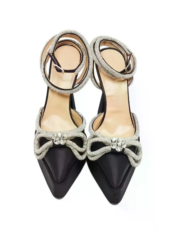 Mach & Mach Crystal Embellished Double Bow Platform Pumps