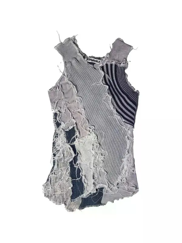 BORBALA Fluff Patchwork Fluffy Tank Top